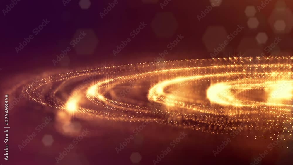 3d render loop sci-fi animation with glow particles form rolling structures. Seamless footage as ...