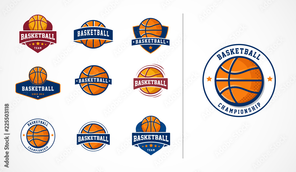 Basketball logo, emblem, icons collections, vector templates Stock ...