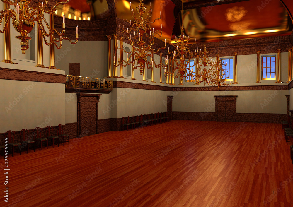 3D Rendering Grand Ballroom Stock Illustration | Adobe Stock