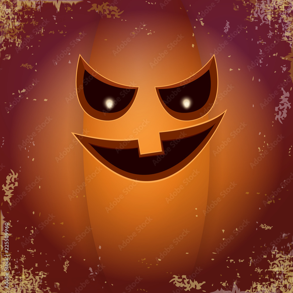 Halloween cartoon scary pumpkin with face . Vector cartoon Illustration ...