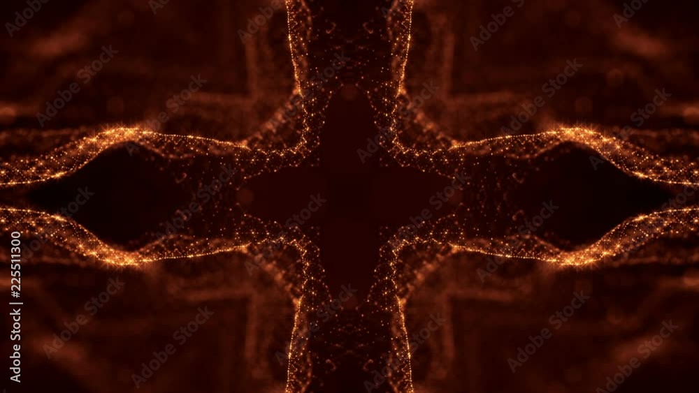 3d render of loop sci-fi animation with glow particles form rolling structures. Seamless footage ...