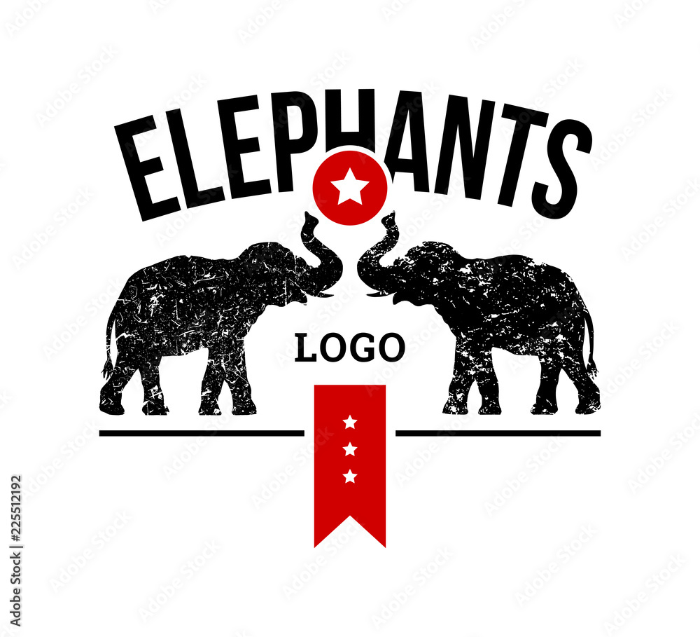 Logo elephants silhouettes, sign emblem design Stock Vector | Adobe Stock