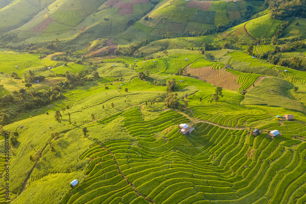 Small house and rice terraces field at pabongpaing village rice ...