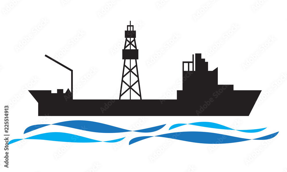 Vector of drilling ship logo. Oil and gas industry icon or symbol ...