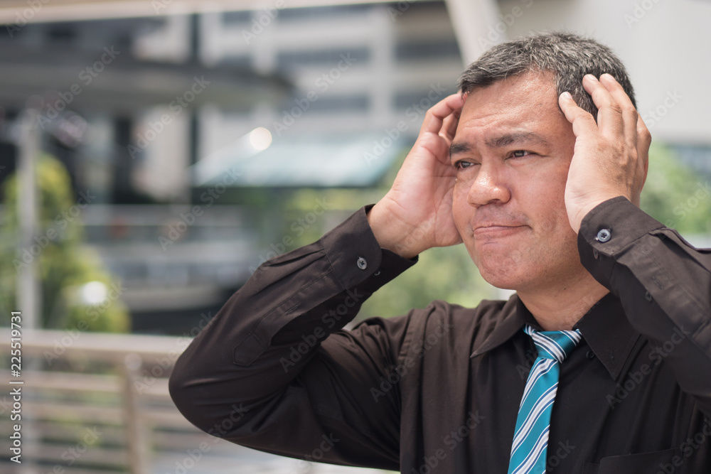 thoughtful old man thinking, stressful senior man planning; portrait of ...