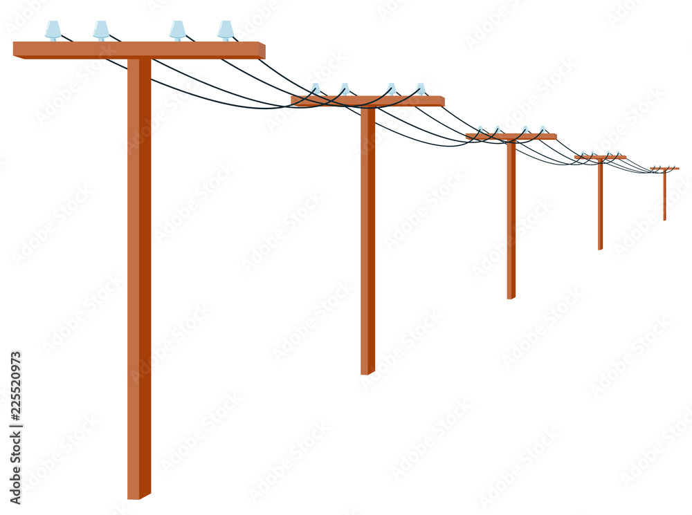 High voltage power lines Stock Vector | Adobe Stock