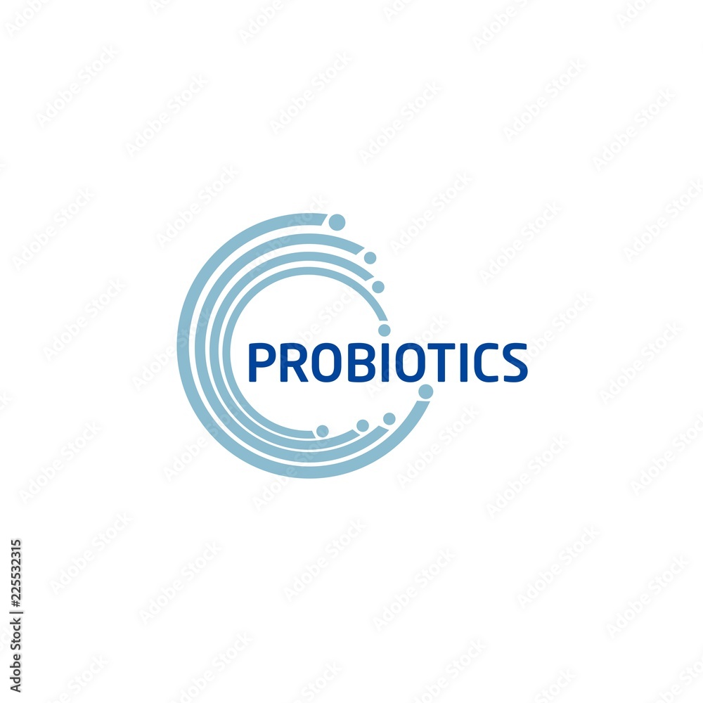 Probiotics logo. Bacteria logo. Concept of healthy nutrition ingredient ...