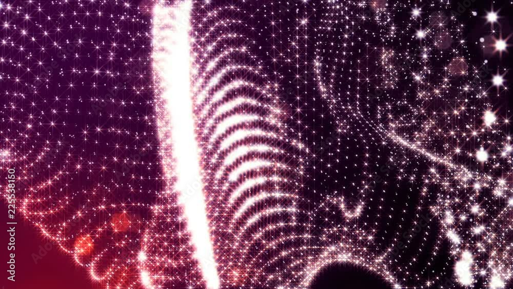 3d render of loop sci-fi animation with glow particles form rolling structures. Seamless footage ...