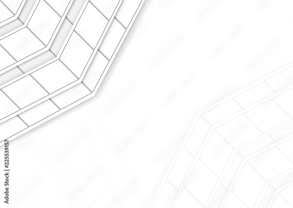 3d rendering. modern white trapezoid tile pattern on copy space ...