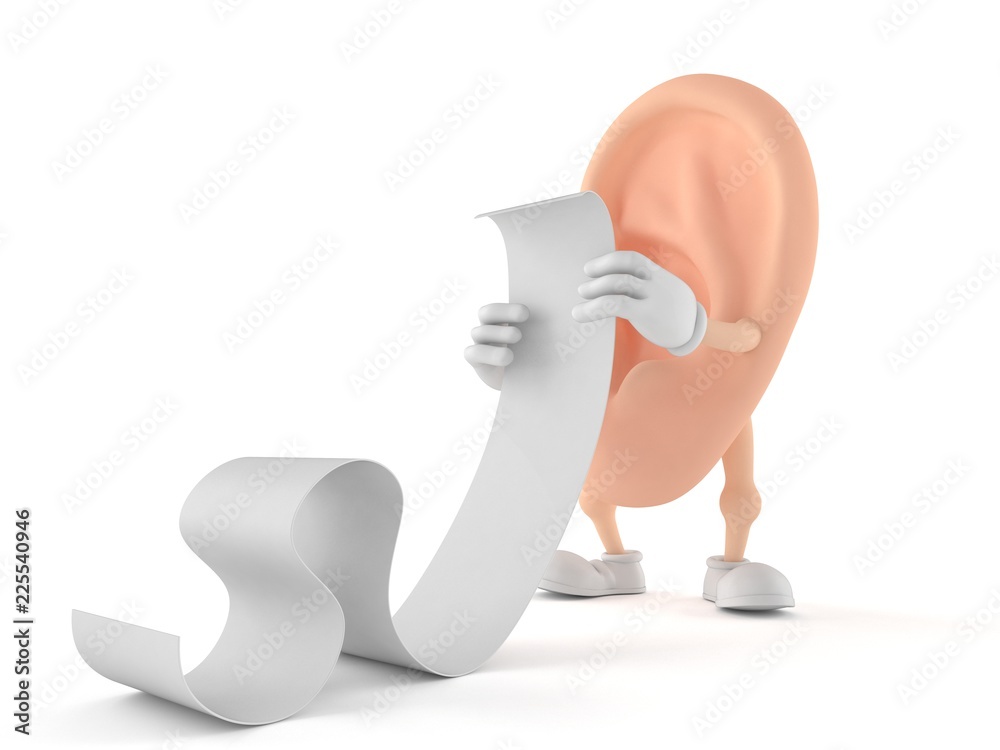 Ear character reading a long list Stock Illustration | Adobe Stock