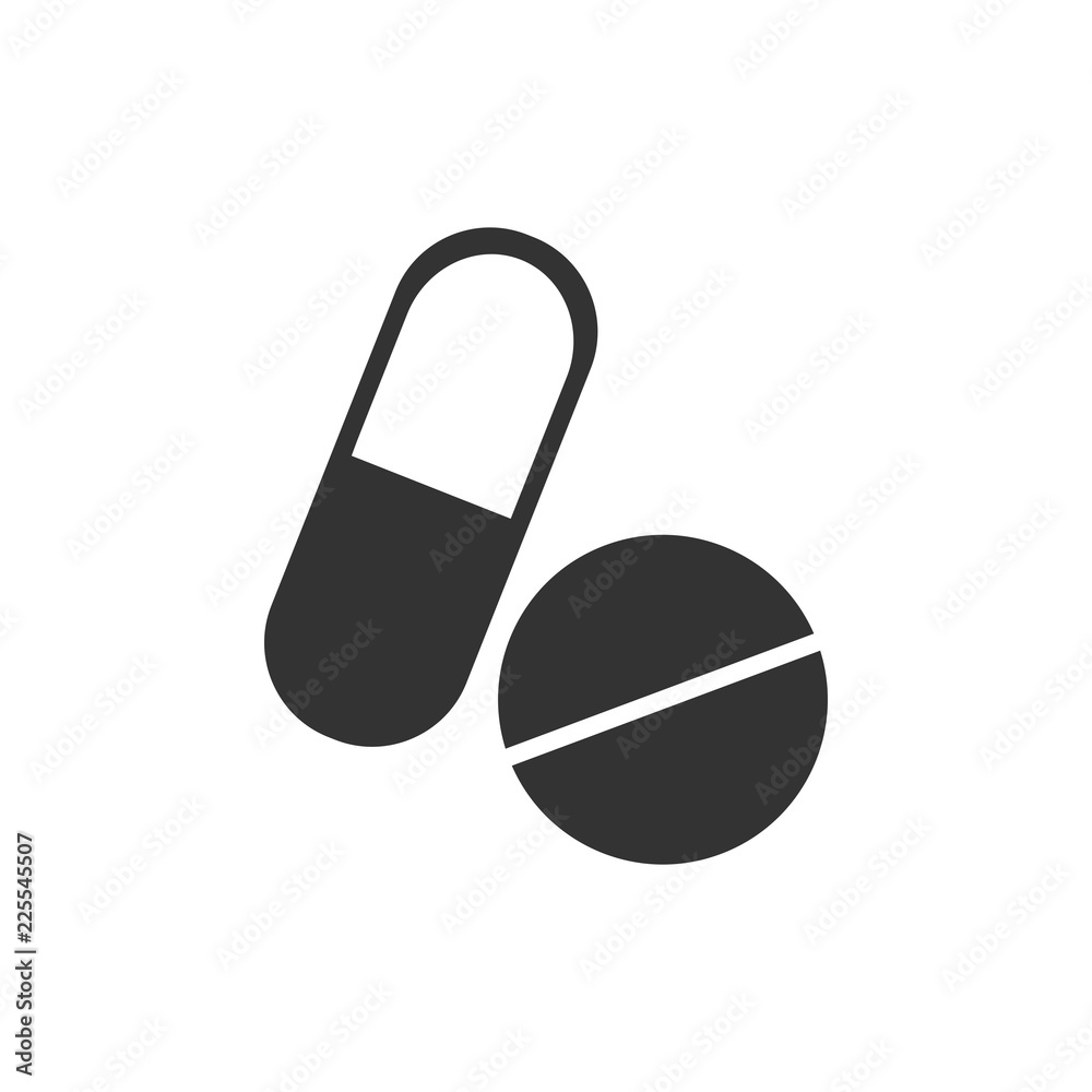 Pill icon. Medical drug pill. Vector illustration, flat design. Stock ...