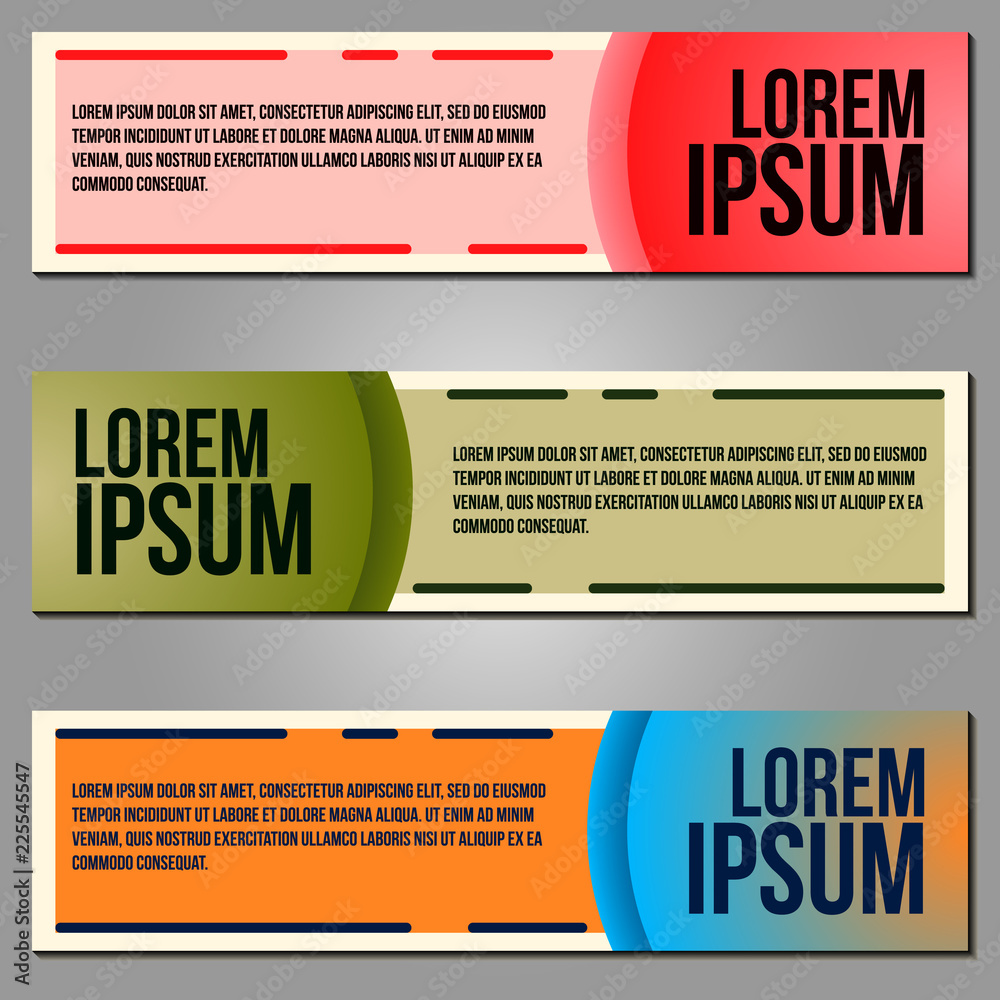 Banner in three different color palettes. Red, green and tricolor. Soft ...