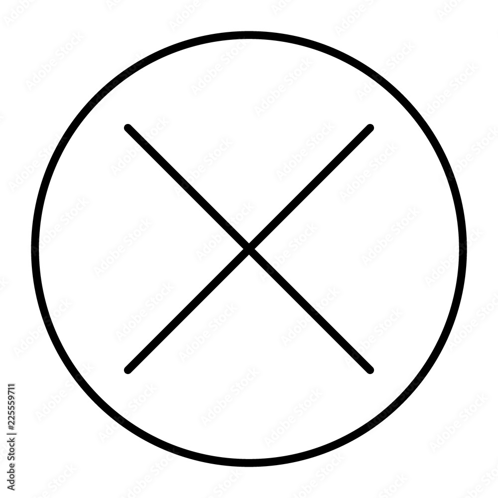 X button thin line icon. Cross in circle illustration isolated on white ...