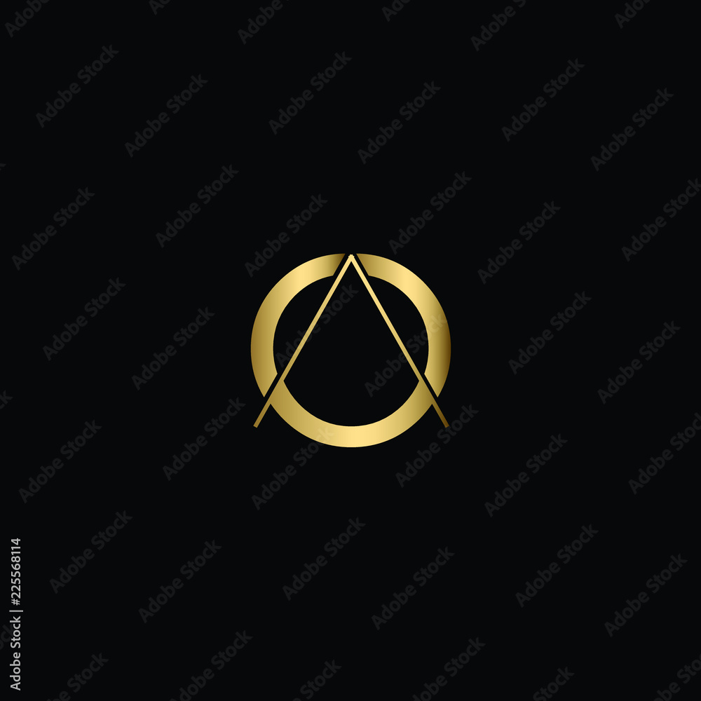 Abstract Minimal Initial Letters OA Logo Design in Black and Gold Color ...