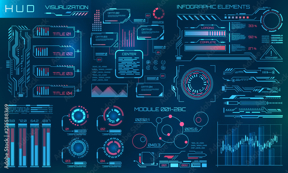 Futuristic HUD Design Elements. Infographic or Technology Interface for ...