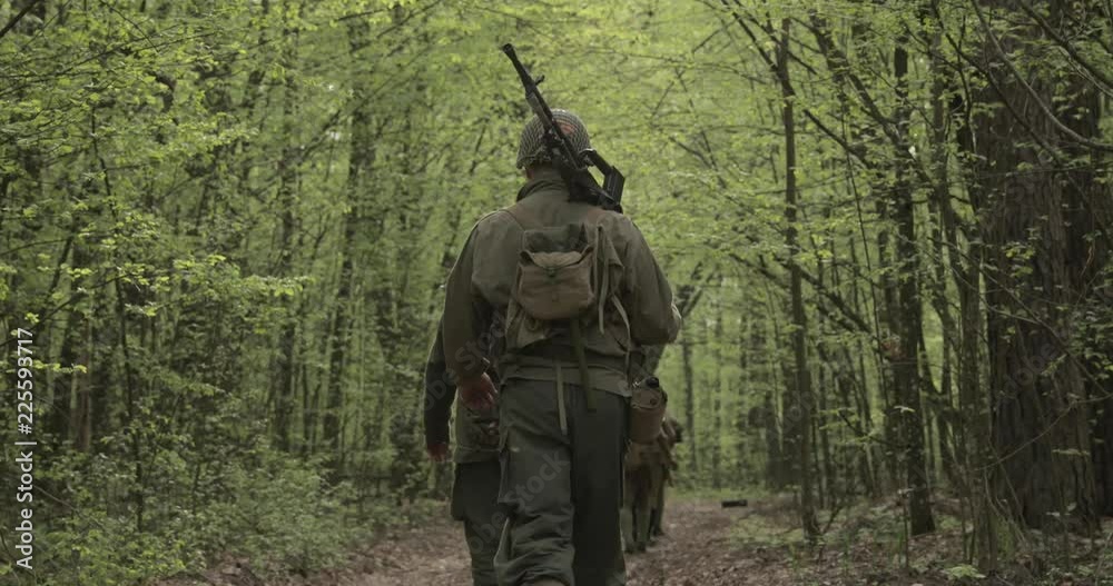 American Soldiers Of USA Infantry Of World War II Marching Walking ...