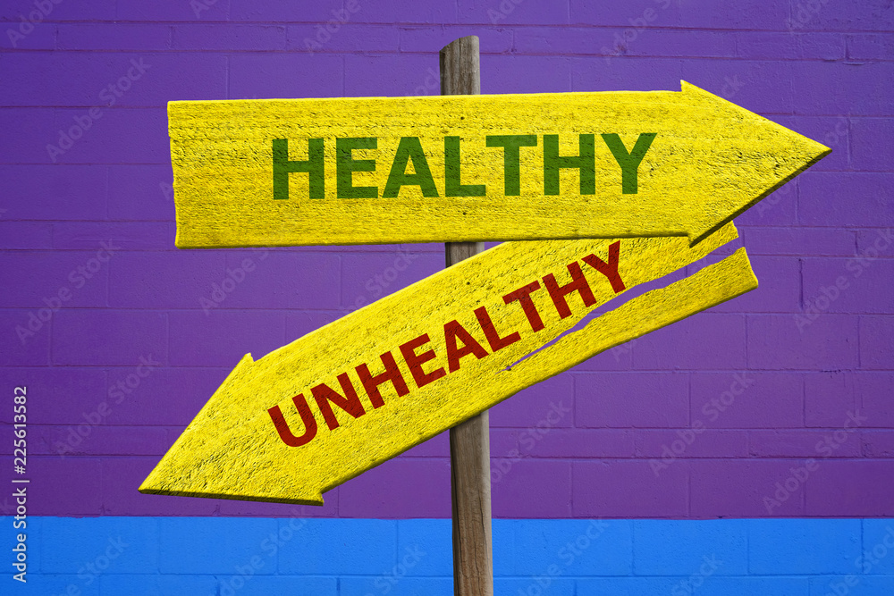 Healthy vs Unhealthy sign diet concept Stock Photo | Adobe Stock