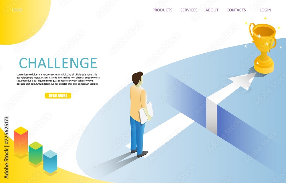 Business challenge landing page website vector template Stock Vector ...