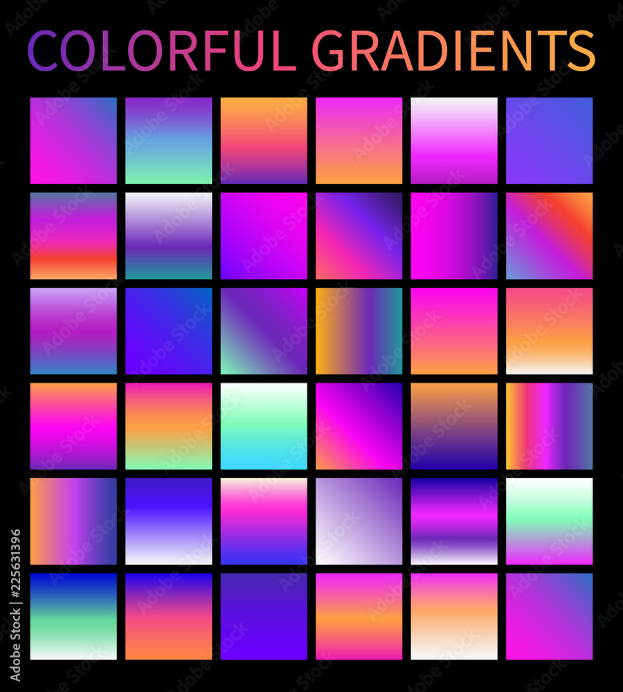 Colorful Gradients Vector. Screen gradient covers with modern abstract ...