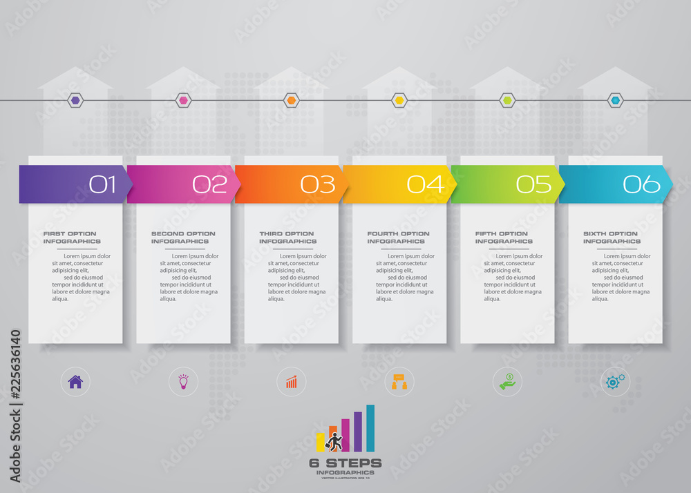 6 steps timeline infographic element. 6 steps infographic, vector ...