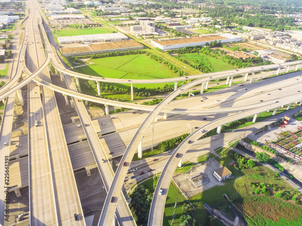 Massive elevated highway intersection, stack interchange near ...