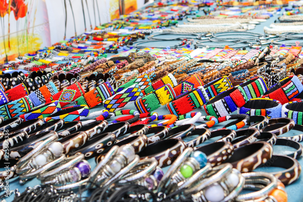 Colorful beads and leather handmade bracelets, bangles and necklaces at ...