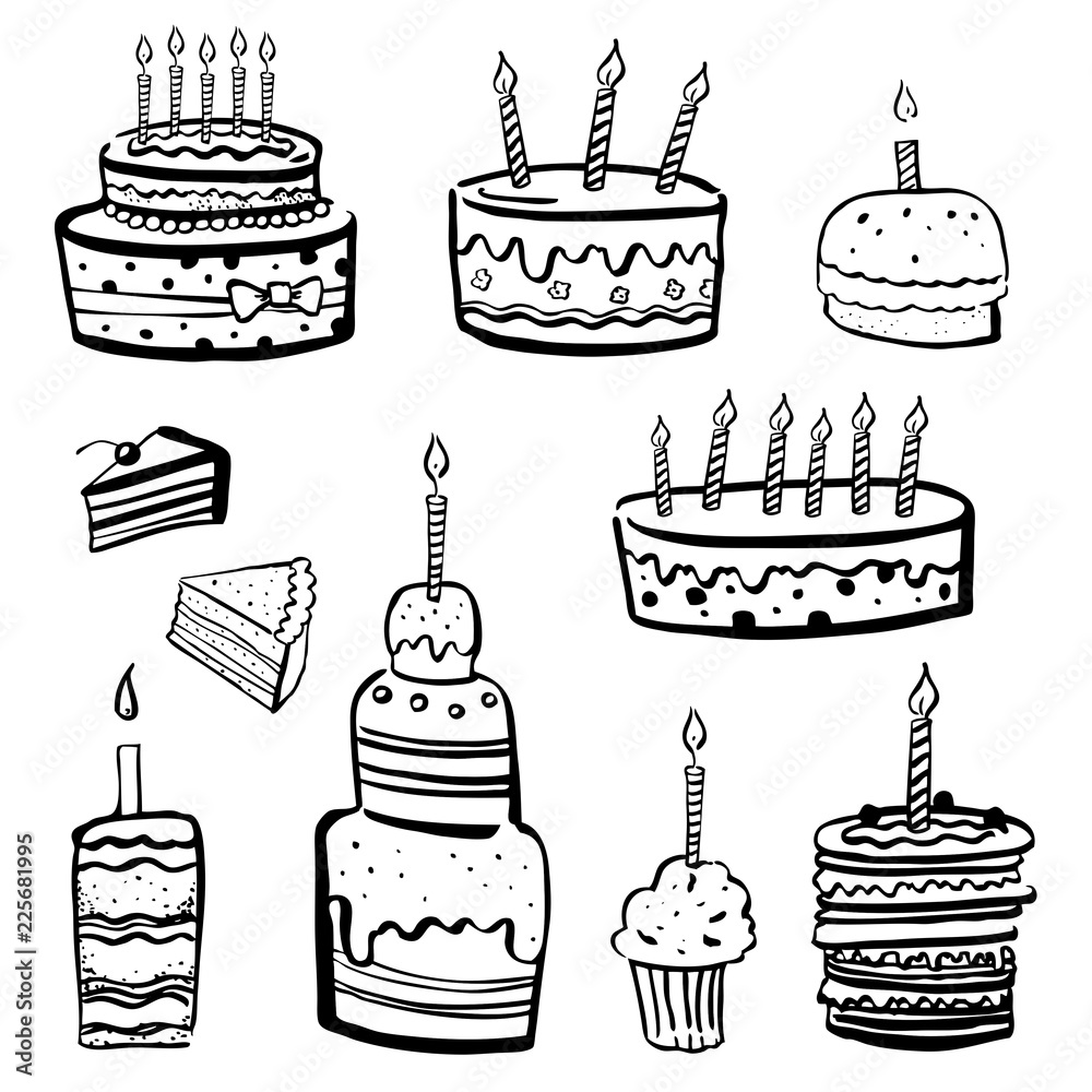 Cake Black And White Drawing