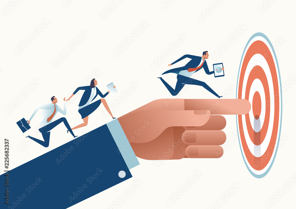 Pointing to Target. Businessman‘s hand pointing to the target. Business ...