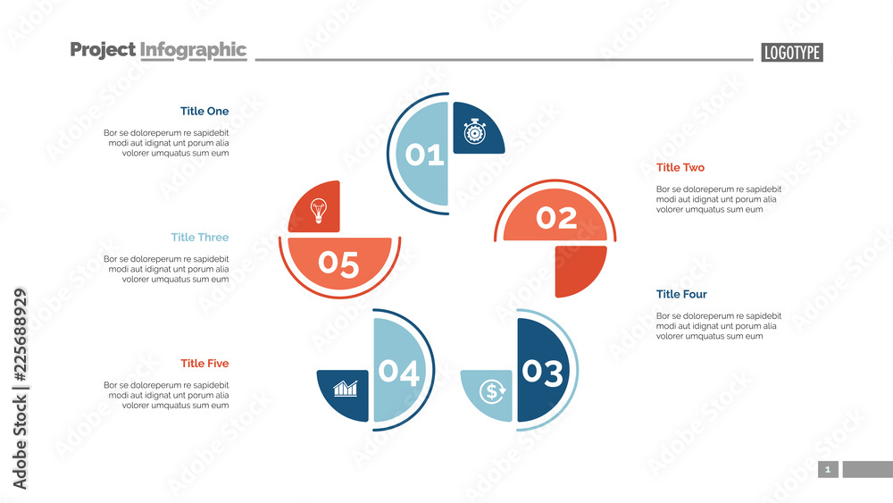 Cycle chart with five elements. Step diagram, process chart, layout ...