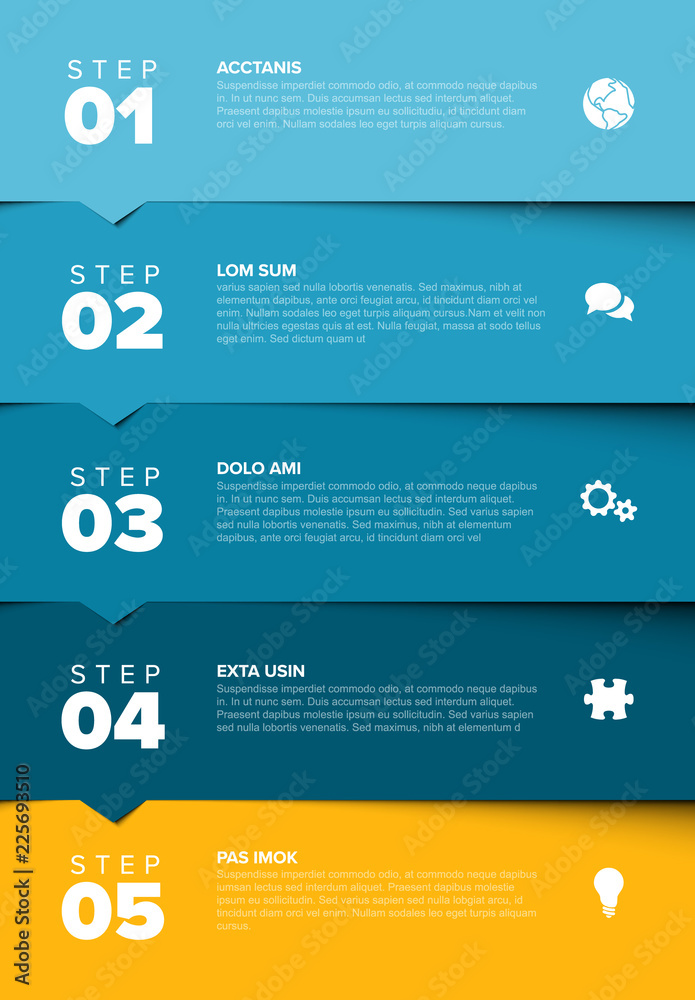 Vector progress five steps template Stock Vector | Adobe Stock