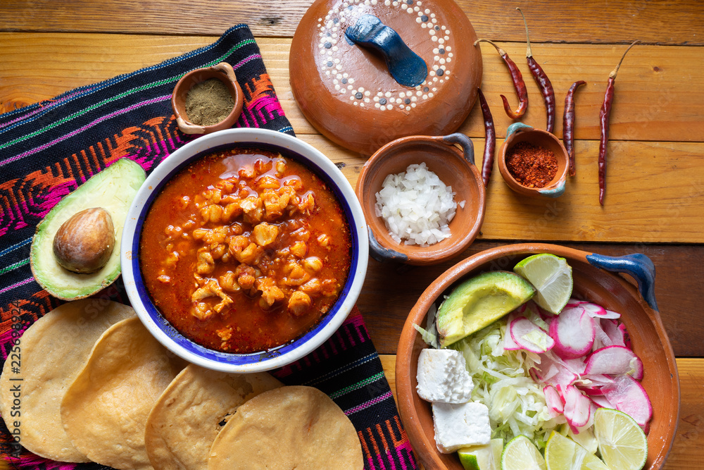 Mexican red pozole soup Stock Photo | Adobe Stock