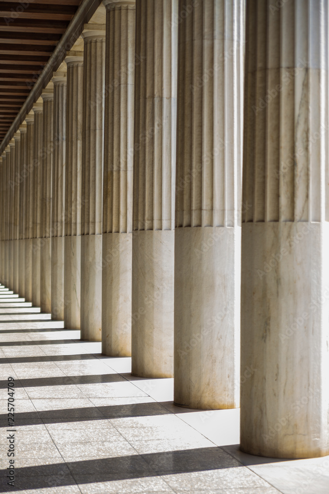 columns inside building the Stoa of Attalos, museum, Agora of Athens ...