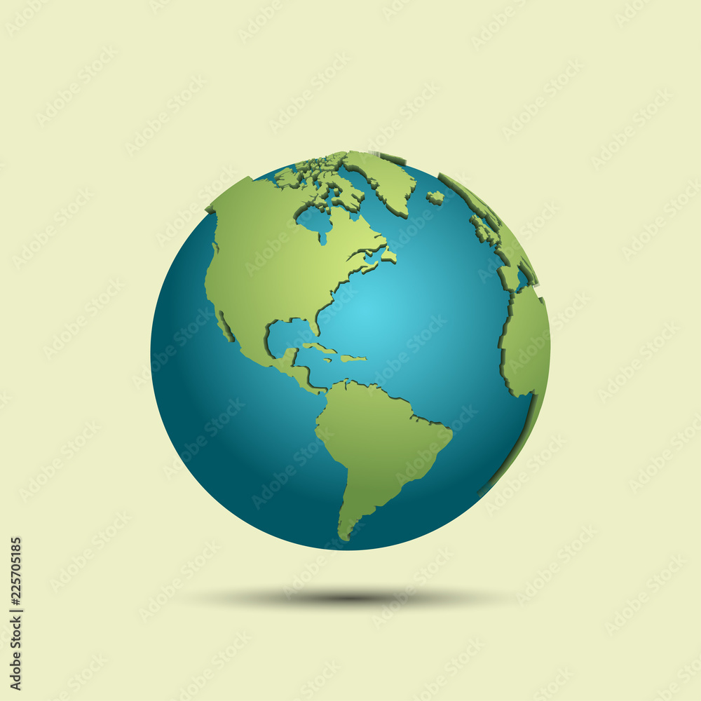 3d earth map with shadow on light background Stock Vector | Adobe Stock