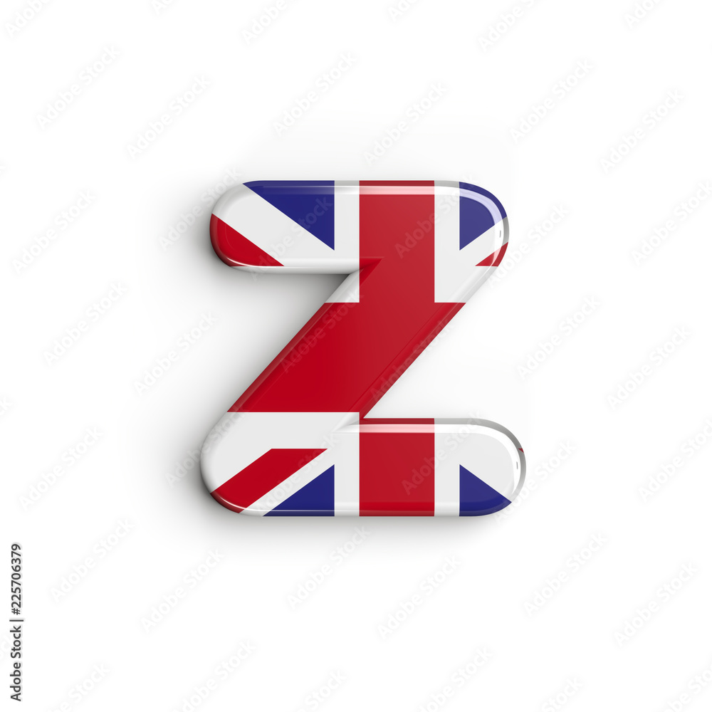 United Kingdom flag letter Z - Lower-case 3d british font - Britain ...