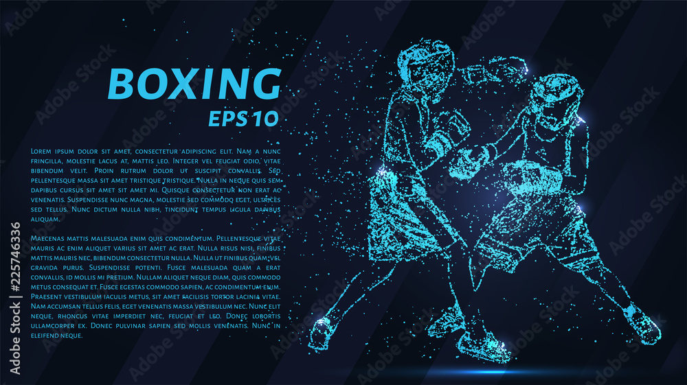 Boxer of the particles. The boxer is made of little circles. The boxer ...