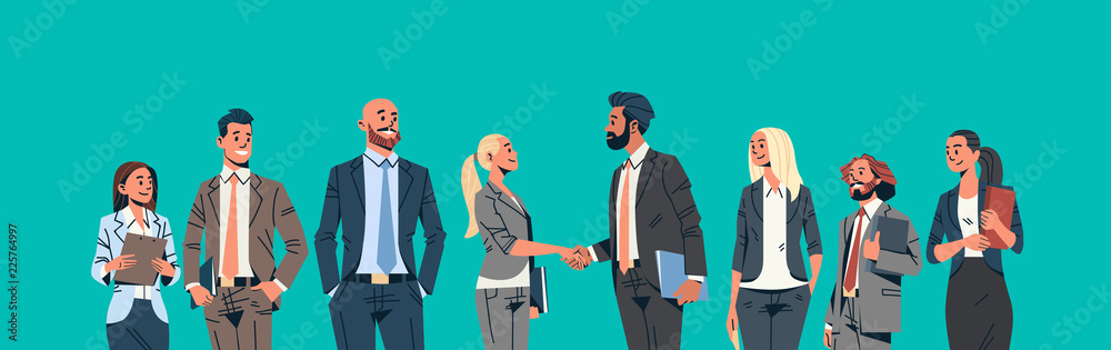 business people group hand shake agreement communicating concept ...