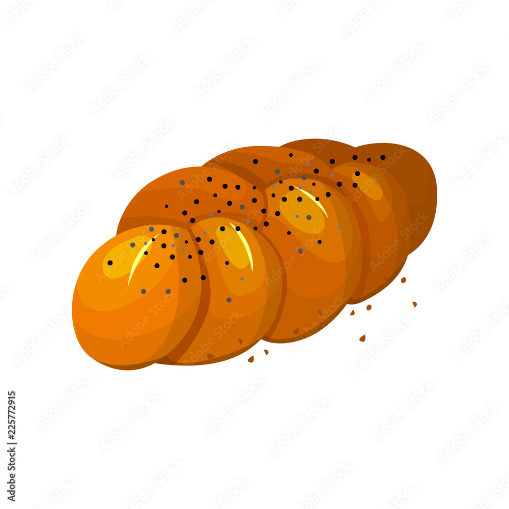 White bread, plait icon, vector illustration isolated on a white ...