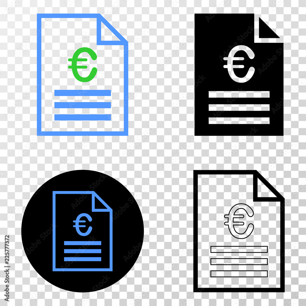 Euro price page EPS vector icon with contour, black and colored ...