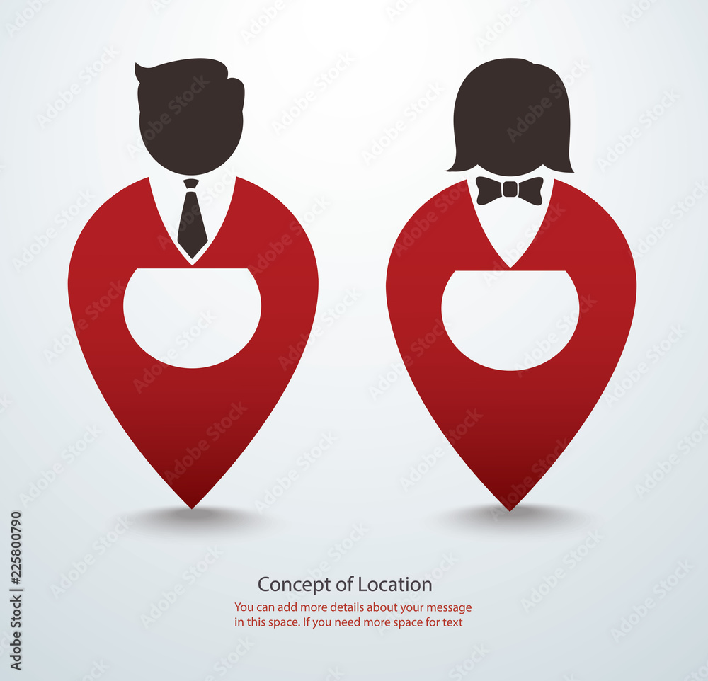 cartoon character icon of people on pin icon location symbol logo ...