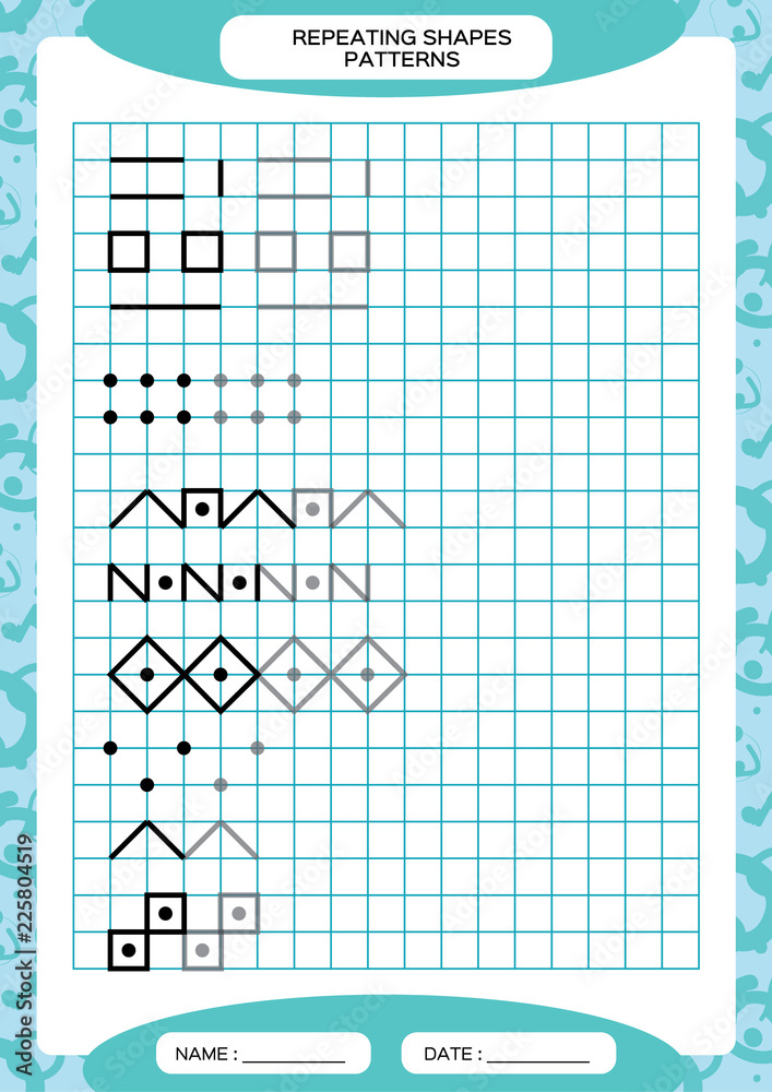 Repeat Pattern. Tracing Lines Activity, Special for preschool kids ...