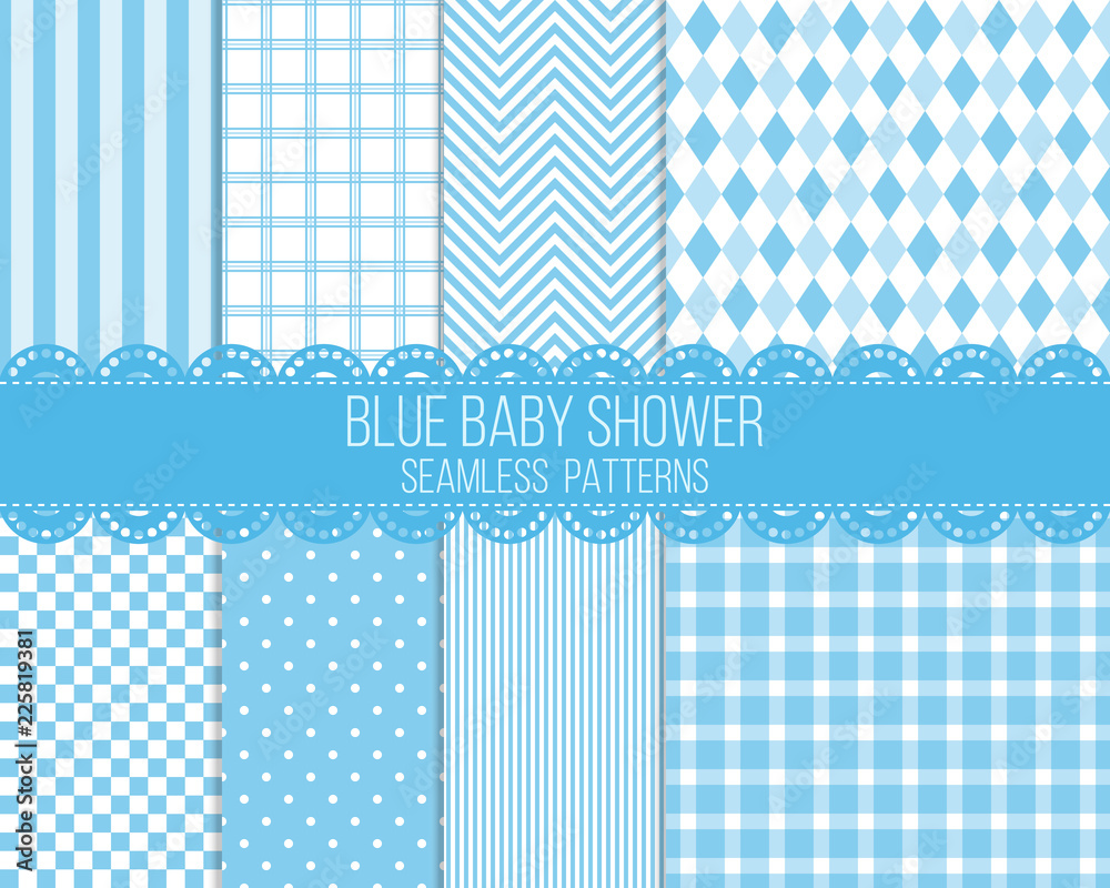 blue baby shower seamless patterns set Stock Vector | Adobe Stock