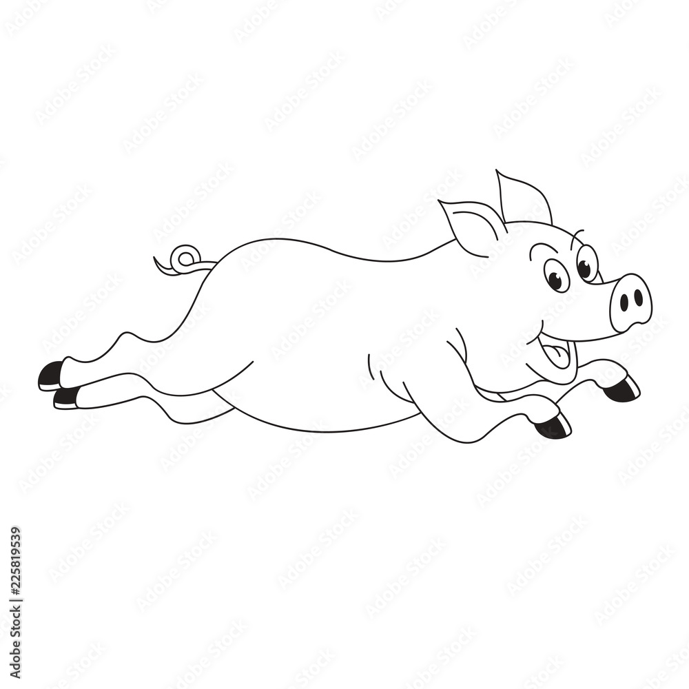 Pig Cartoon Black And White