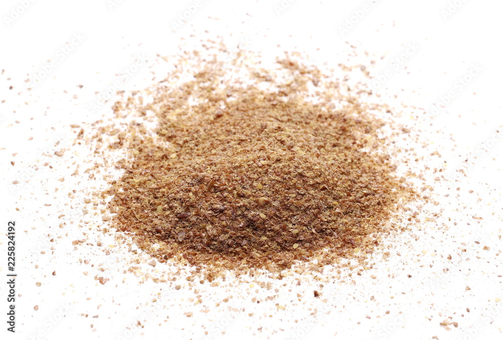 Ground, crushed, milled flaxseed, linseed isolated on white background Stock Photo | Adobe Stock