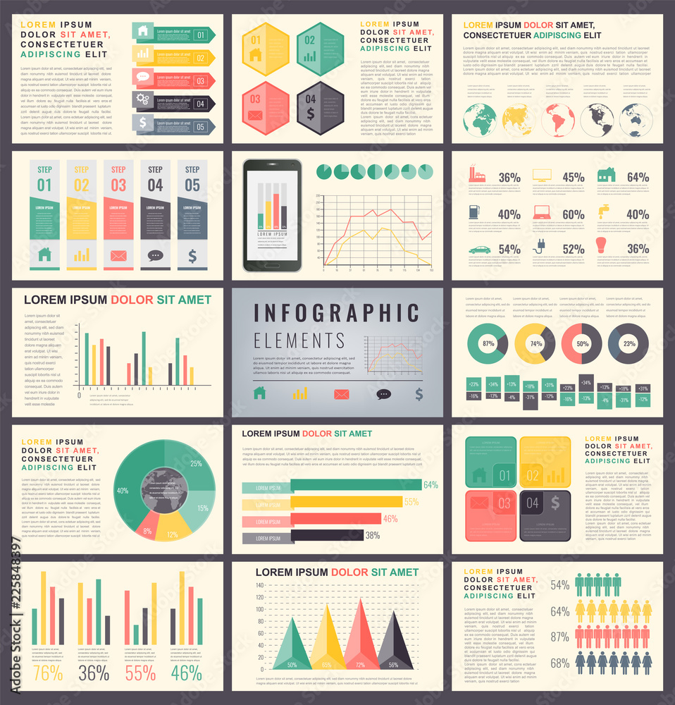 Infographic Elements with world map and charts. Vector Stock Vector ...