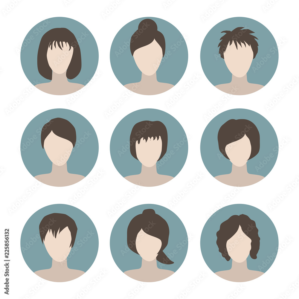 collection of icons of woman in a flat style. female avatars. set of ...