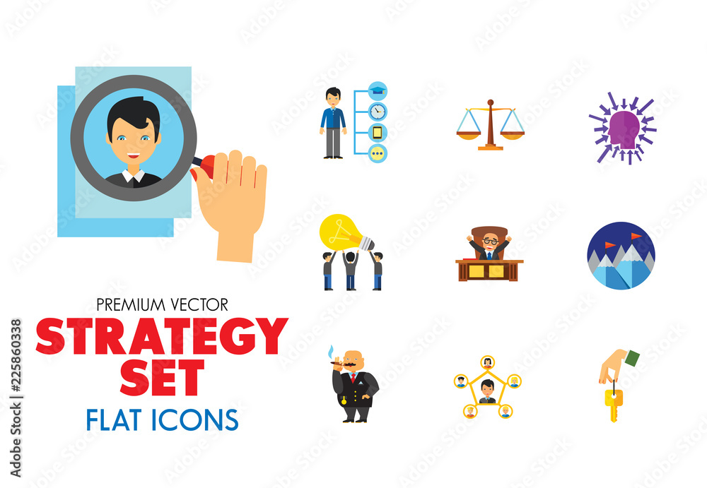 Strategy Icon Set. Team Structure Common Idea Director Executive ...