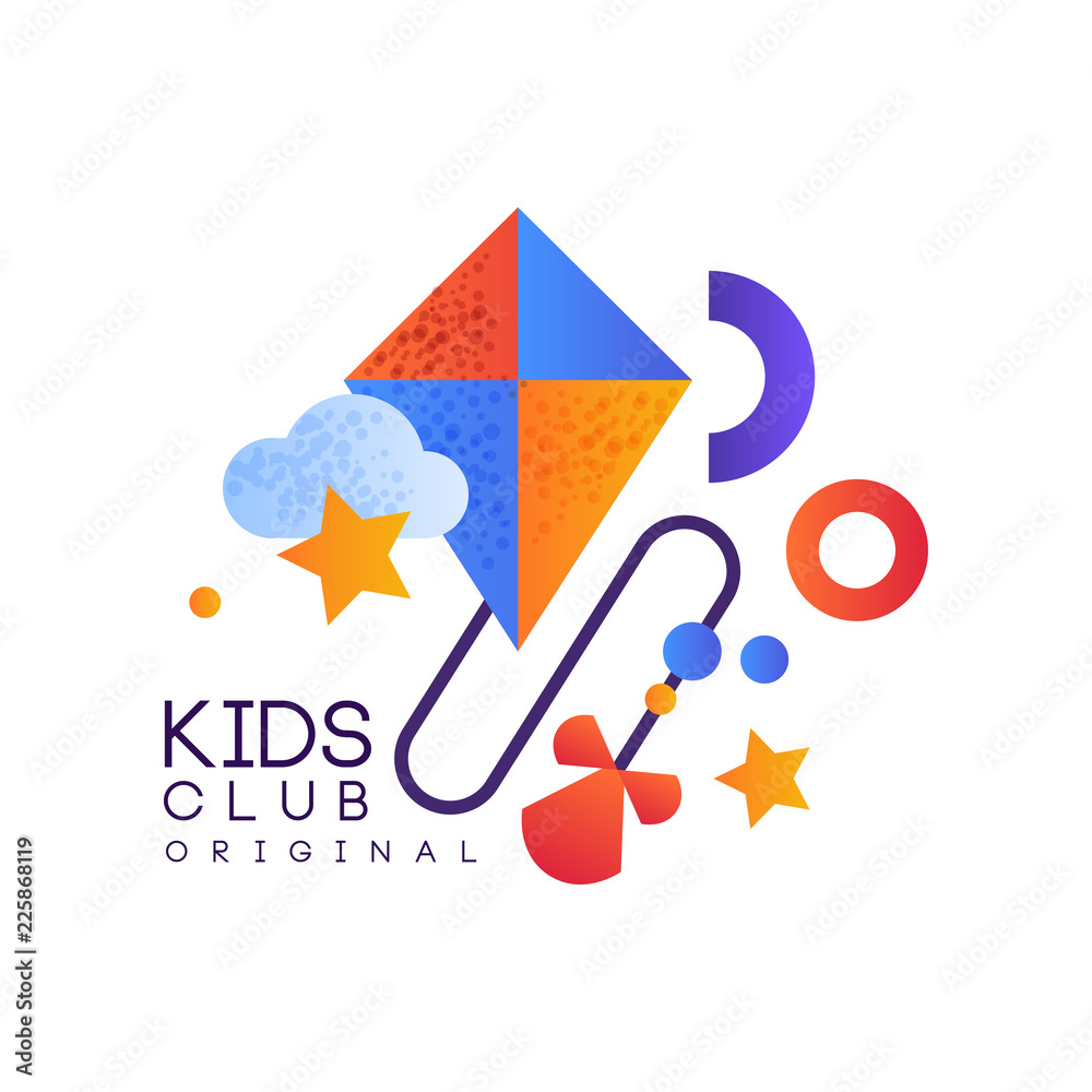 Kids club logo original, colorful creative label template, playground ...