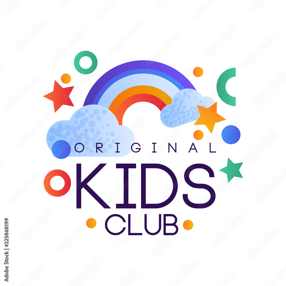Kids club logo original, colorful creative label template, playground ...