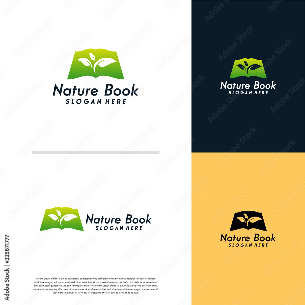 Nature Book logo designs vector, Leaf logo designs, book logo symbol ...