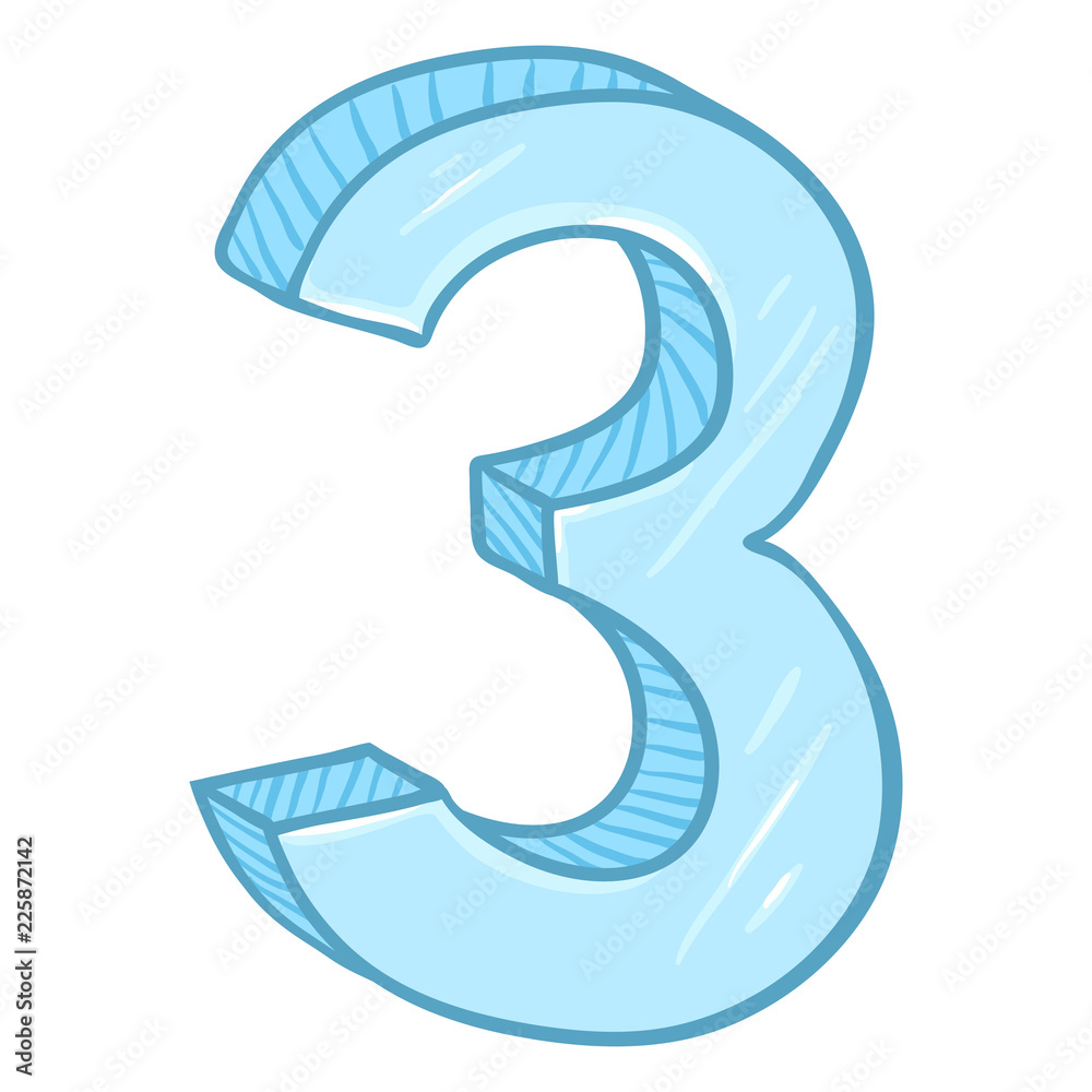 Vector Cartoon Illustration - Number Tree. The Figure of 3. Stock ...